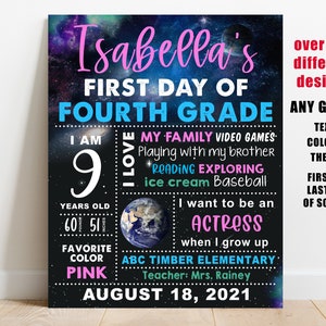 Outer Space First Day of School Sign Printable, Galaxy Back to School ...