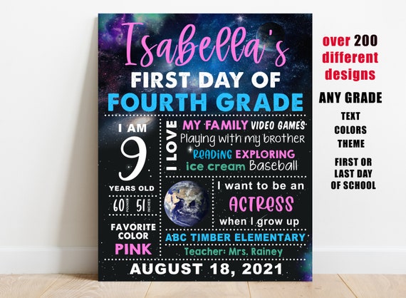 Outer Space First Day of School Sign Printable Galaxy Back to - Etsy