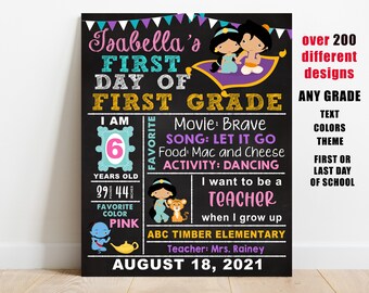 Princess First Day of School Sign Printable Girl Back to | Etsy