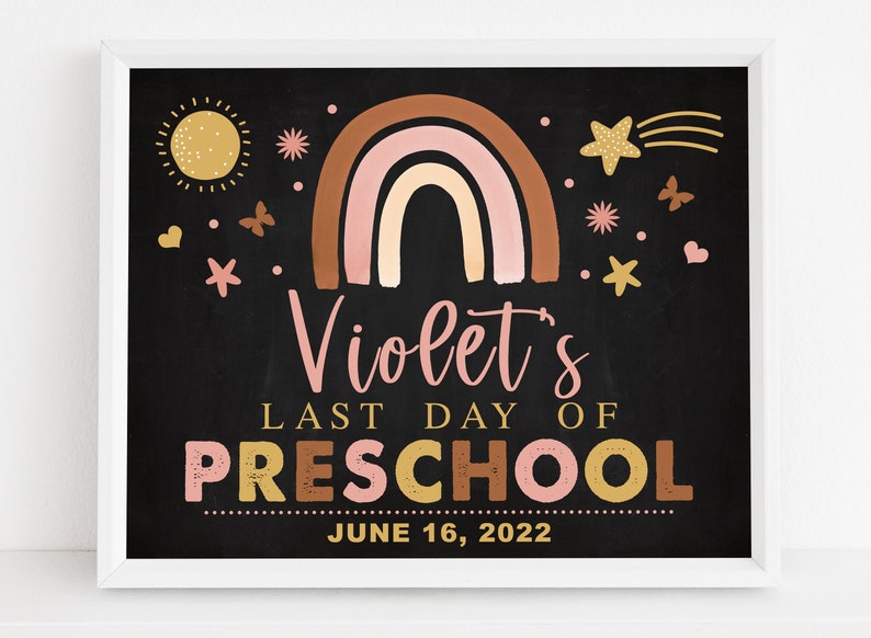Boho Rainbow Last Day of School Sign Printable Girl End of - Etsy