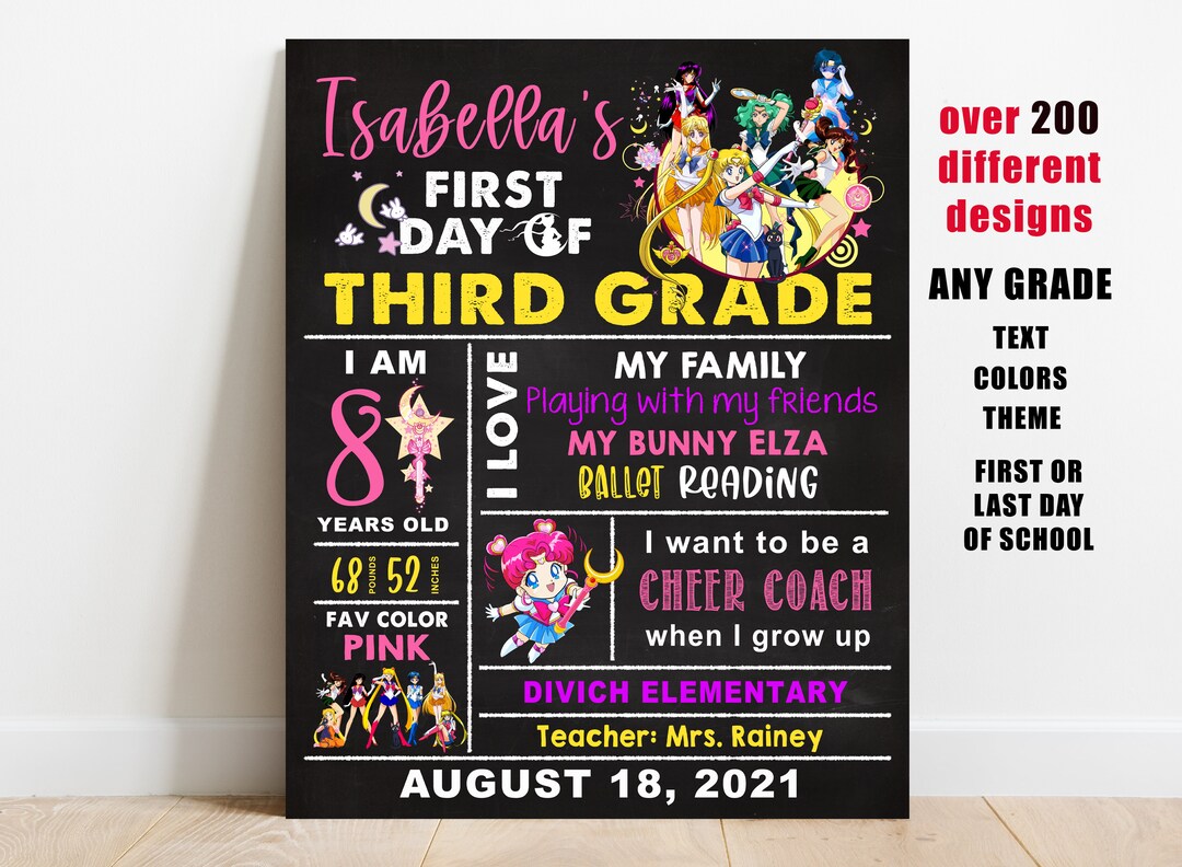 Any Grade First or Last Day of School Sign Printable, Girls Back to ...
