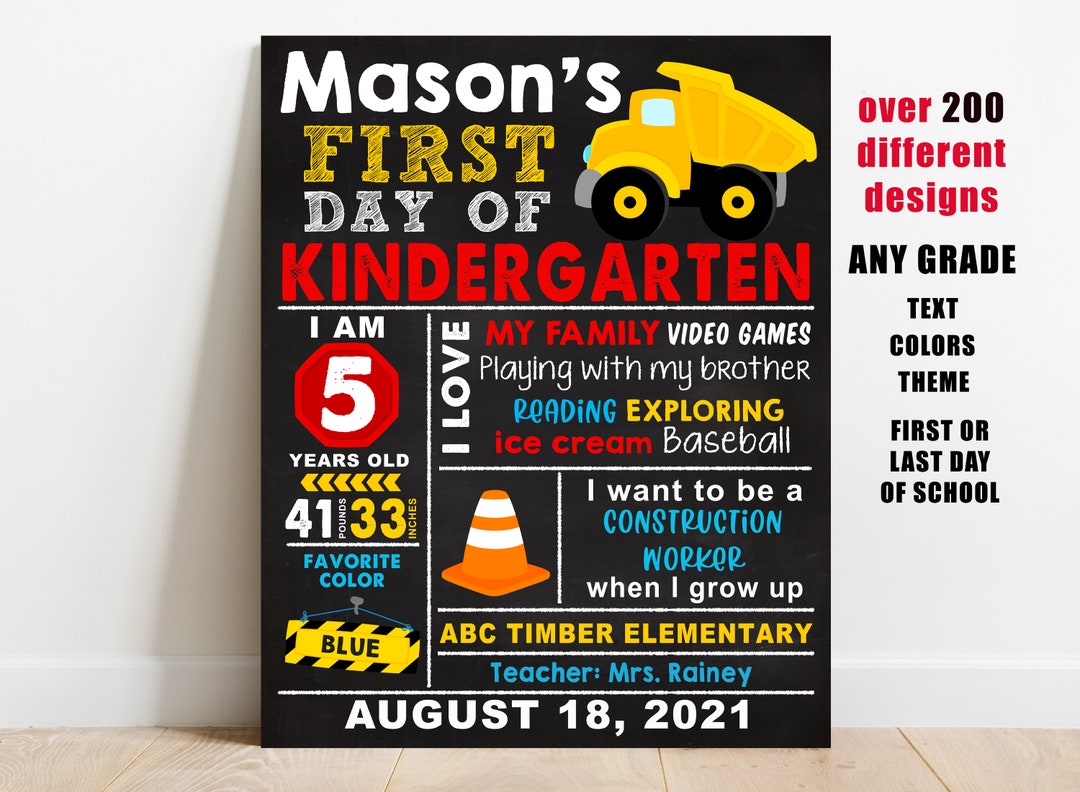 Dump Truck First Day of School Sign Printable, Boy Back to School ...