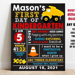 Dump Truck First Day of School Sign Printable, Boy Back to School ...
