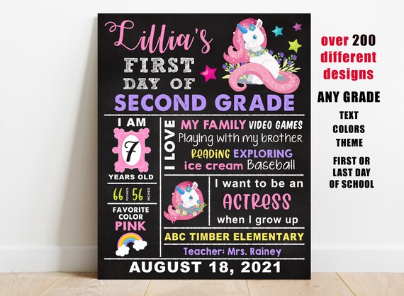 Unicorn First Day of School Printable Sign Girl Back to - Etsy