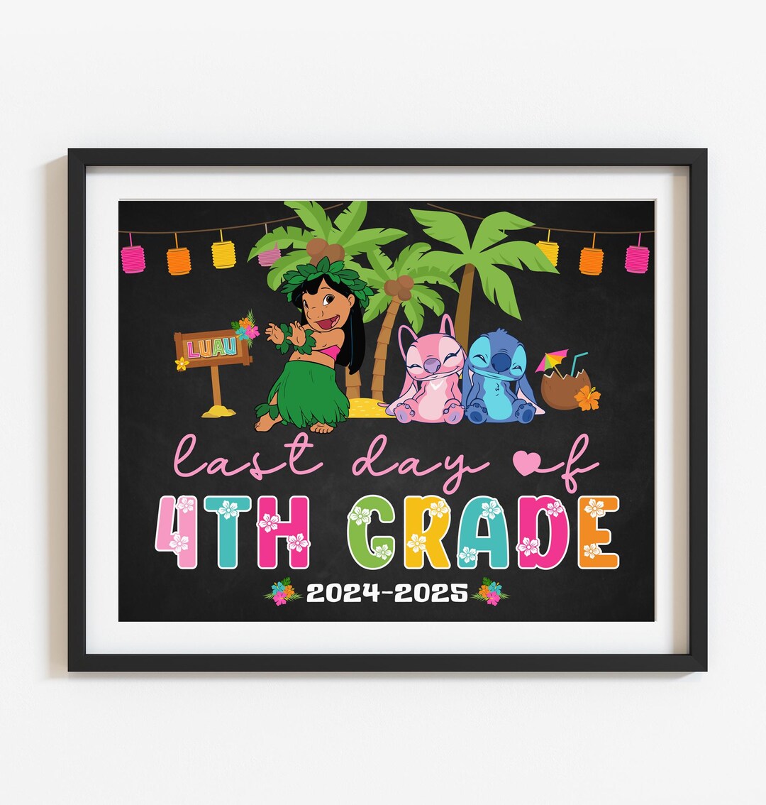 Last Day of 4th Grade Sign, Girls Last Day of School Sign Printable ...