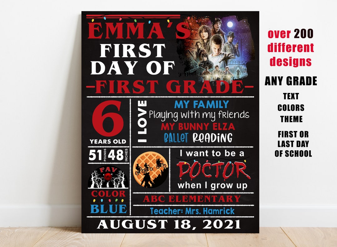 First or Last Day of School Sign Printable, Back to School Chalkboard ...