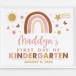 Boho Rainbow First Day of School Sign Printable, Girl Back to School ...