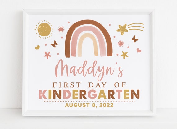 Boho Rainbow First Day of School Sign Printable Girl Back to - Etsy