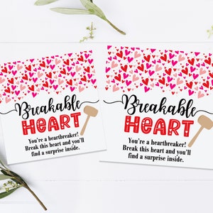 Breakable Heart Chocolate Tags Printable, Valentine's Day Break Me ...