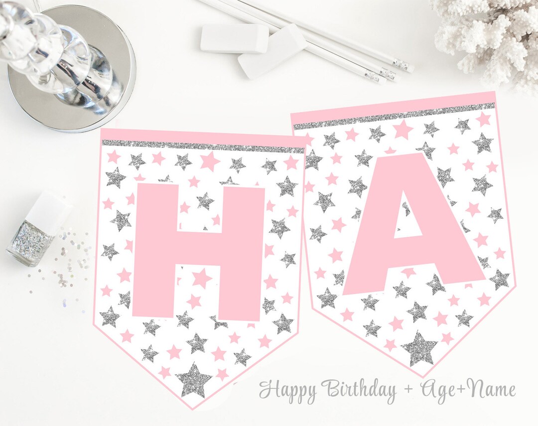 Twinkle Twinkle Little Star First Birthday Banner, Happy Birthday ...