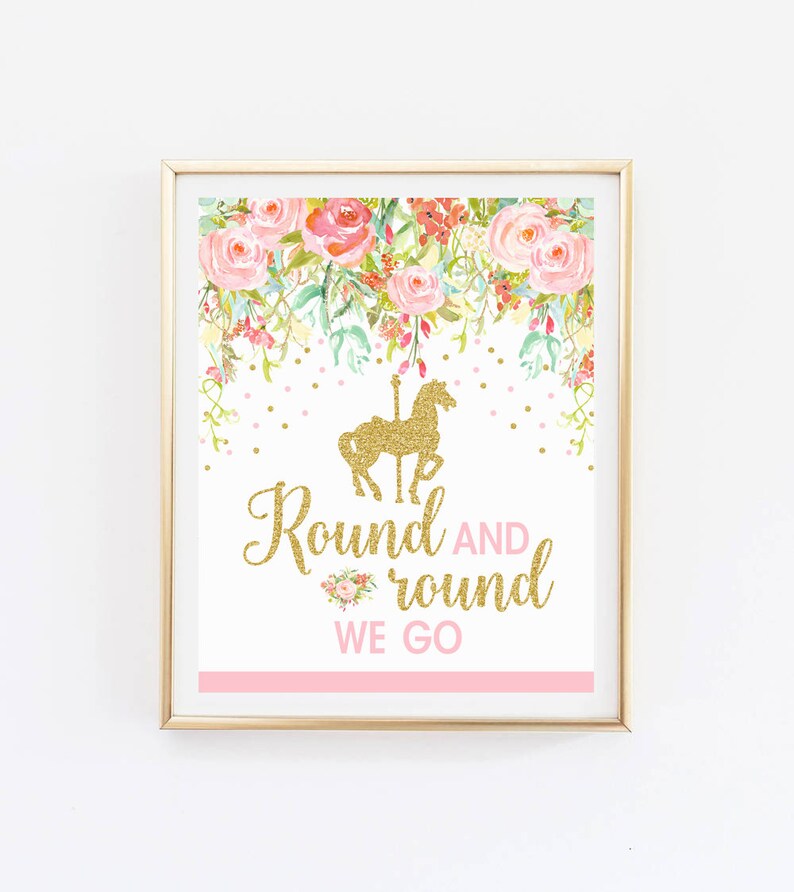 Round and Round We Go Sign Printable Carousel First Birthday - Etsy
