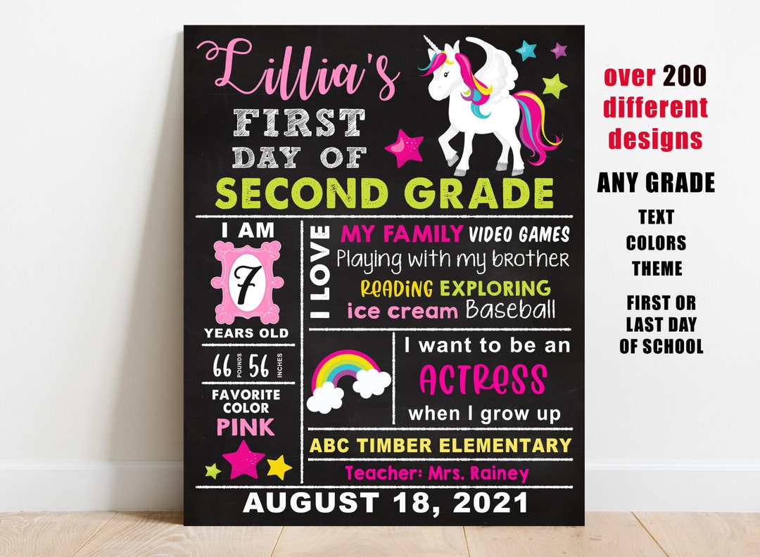 Unicorn First Day of School Sign Printable, Girl Back to School ...