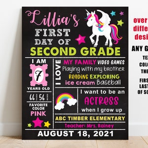 Unicorn First Day of School Sign Printable, Girl Back to School ...