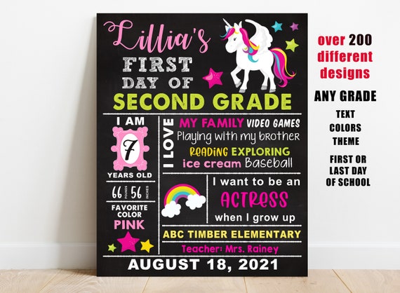 Unicorn First Day of School Sign Printable Girl Back to - Etsy