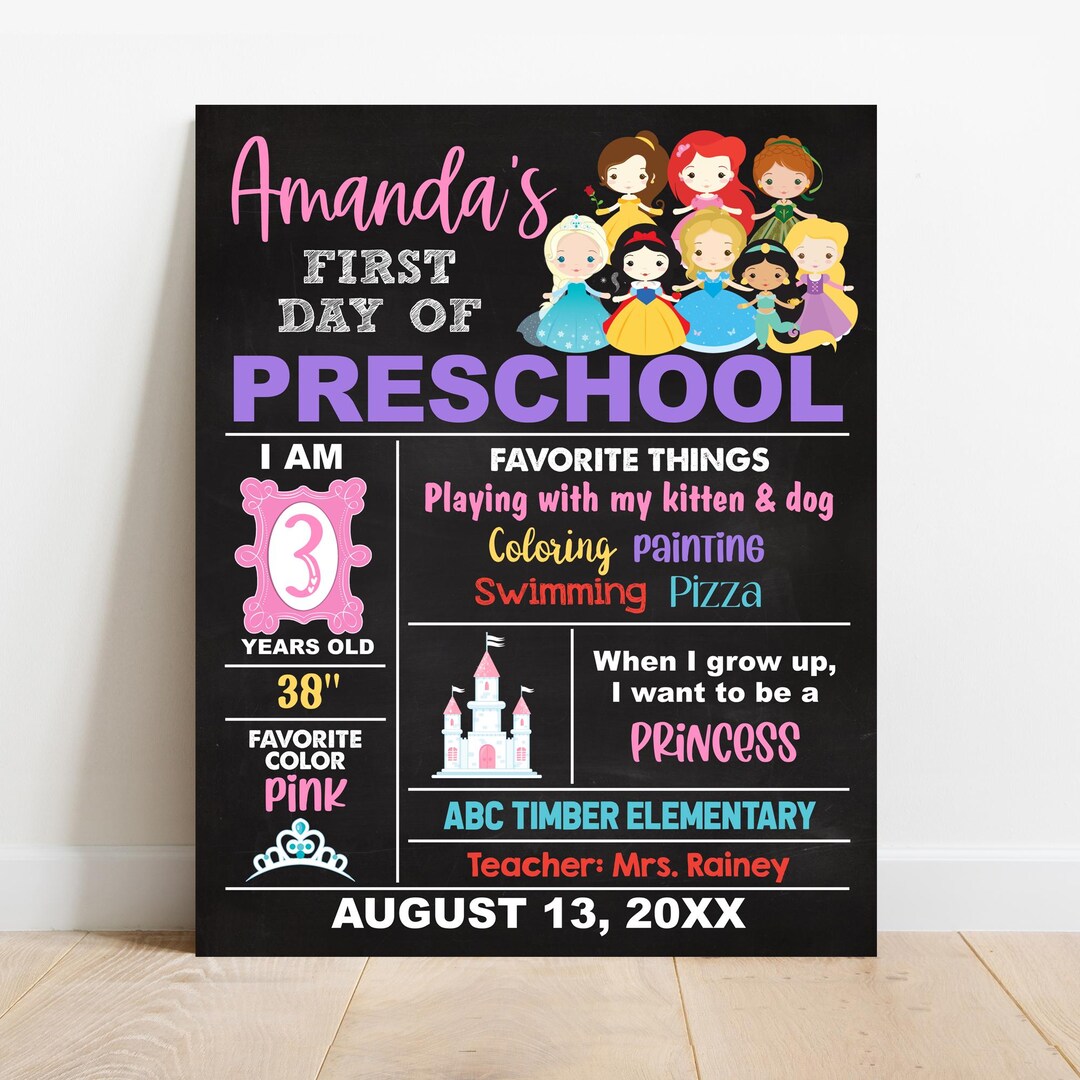 EDITABLE Princess First or Last Day of School Sign, Any Grade ...