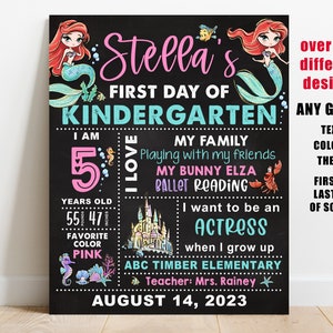 Little Mermaid First or Last Day of School Sign Printable, Girl Back to ...