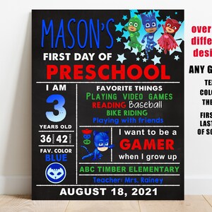 Boys First or Last Day of School Sign Printable, Kids Back to School ...