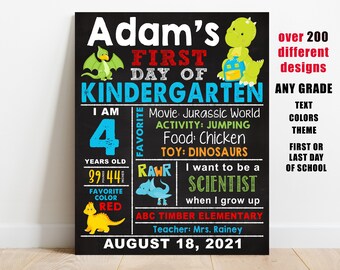 Dinosaur First Day of School Sign Printable Boy Back to | Etsy