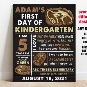 Dinosaur Skeleton First Day of School Sign Printable, Boy Back to ...