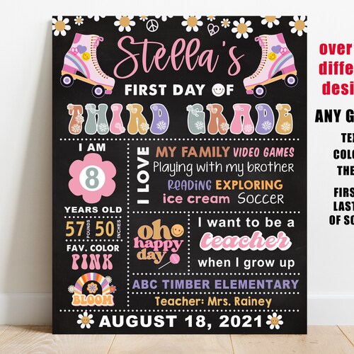 First Day of School Sign Back to School Chalkboard Poster - Etsy
