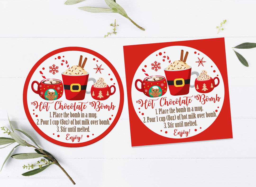 Hot Chocolate Bomb Tag Printable, Christmas Hot Cocoa Bomb Tags ...