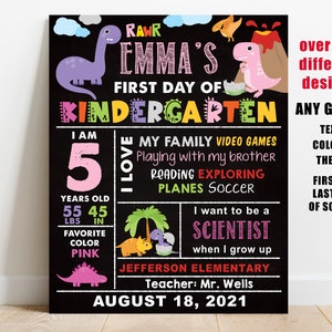 Dinosaur Girl First Day of School Sign, 1st 2nd 3 4 Grade, Preschool ...