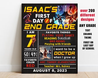 Spiderman First Grade Sign Back to School Sign First Day of School Sign ...