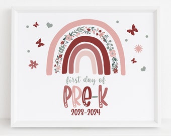 Boho Rainbow First Day of Daycare Sign Printable Girl Back to - Etsy
