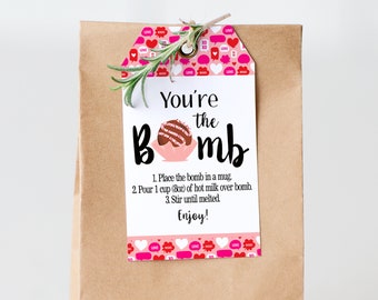 Instant Download Valentine Hot Chocolate Bomb Tag Printable - Etsy