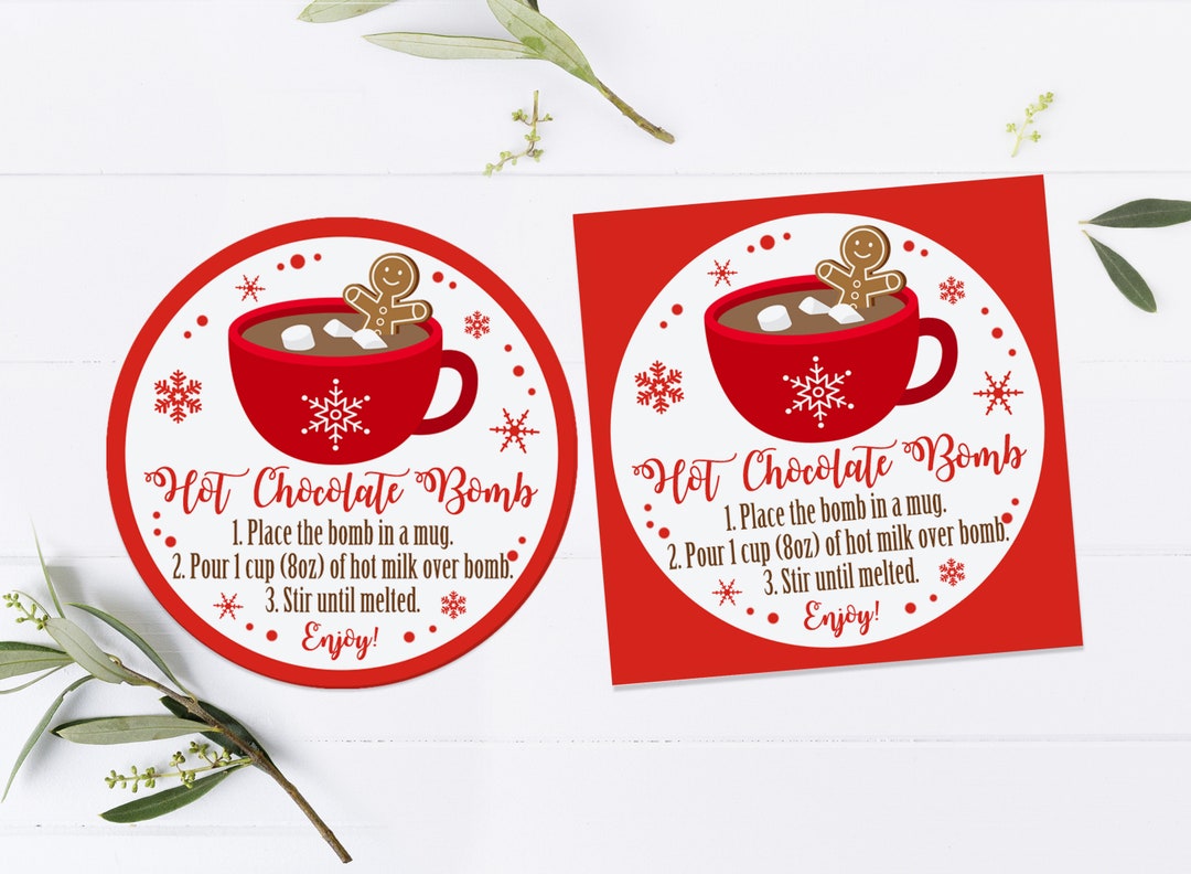 Hot Chocolate Bomb Tags Printable, Christmas Hot Cocoa Bomb ...