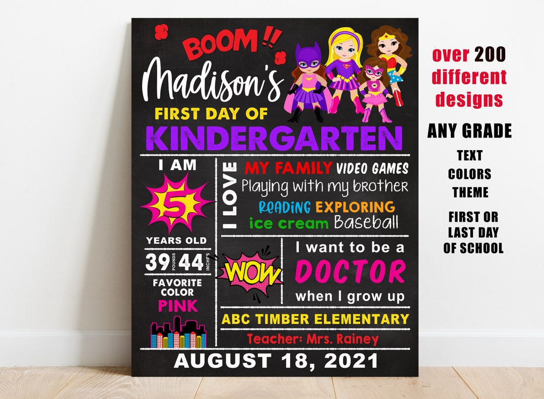 First Day of School Sign Printable, Preschool, Kindergarten, Pre-k, 1st ...