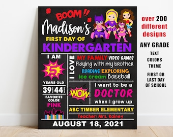 Editable Rainbow First Day of School Printable Sign Girl Back to School ...