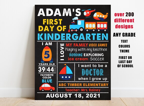 Transport First Day of School Sign Printable Boy Back to - Etsy
