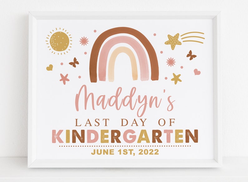 Boho Rainbow Last Day of School Sign Printable Girl End of - Etsy