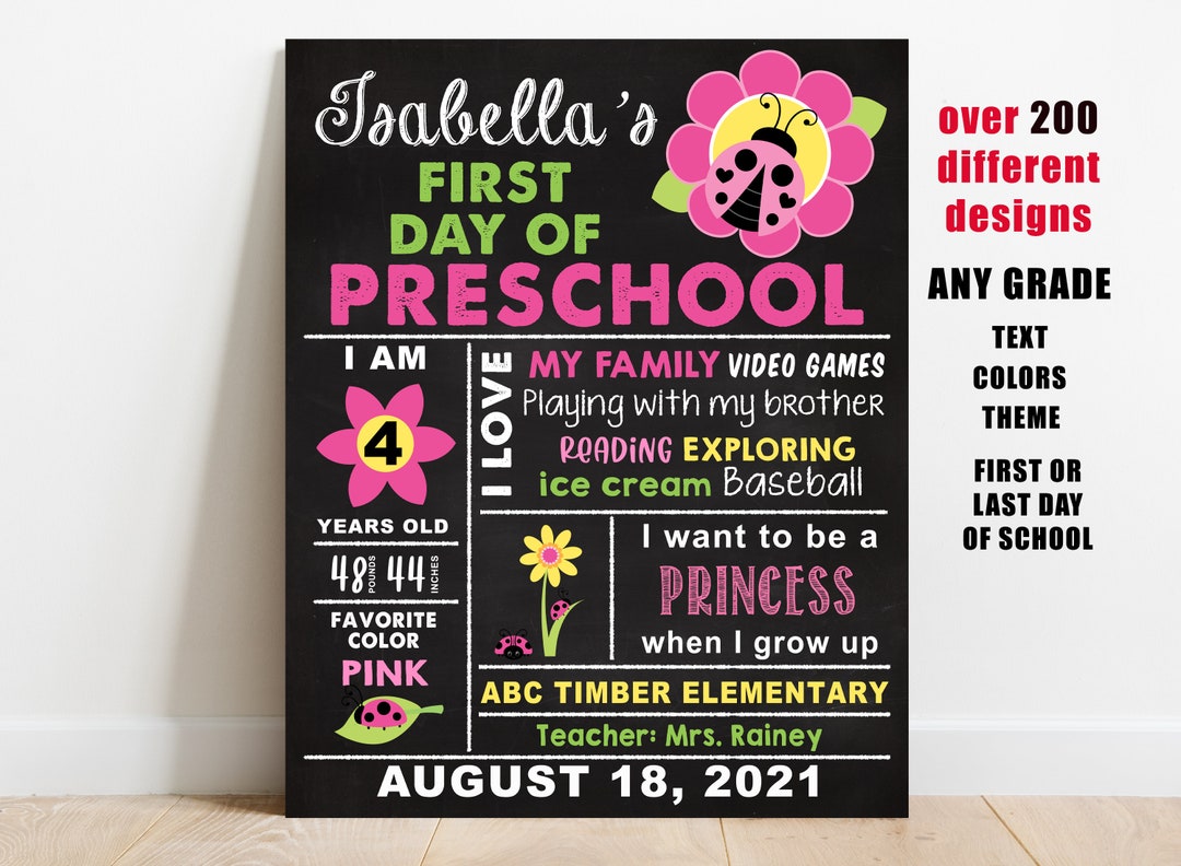 Ladybug First Day of School Printable Sign, Girl Back to School ...