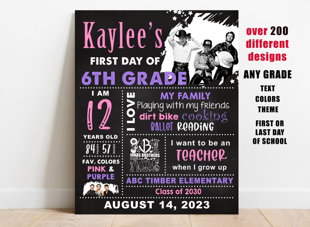 Girls First or Last Day of School Sign Printable, Any Grade Back to ...