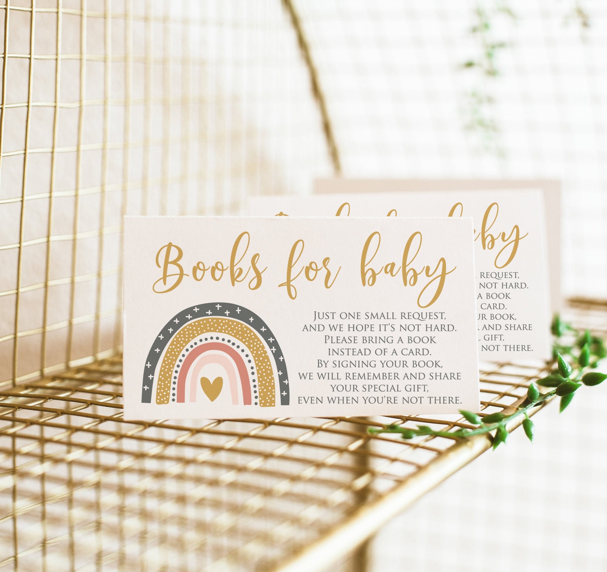 Boho Rainbow Books for Baby Cards, Baby Shower Printable, Book Request ...