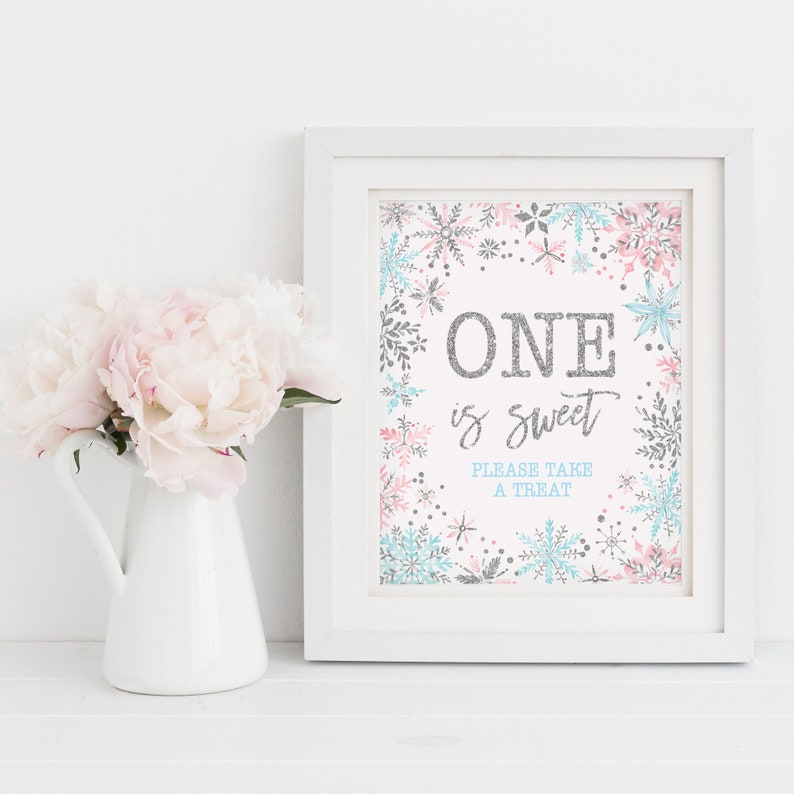 One is Sweet Please Take a Treat Sign Printable, Winter Onederland ...