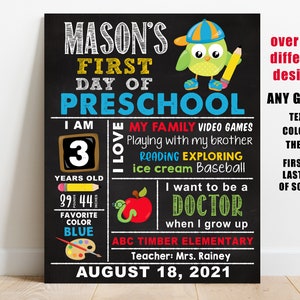 Owl First Day of School Printable Sign, Girl Preschool Sign ...