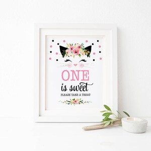 Make a Collar for Your Kitten Printable Sign, Floral Cat Birthday Party ...