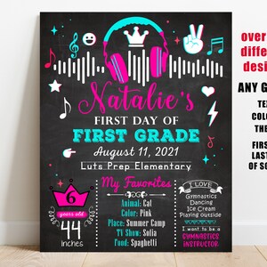 Music First Day of School Sign Printable, Girl Back to School ...