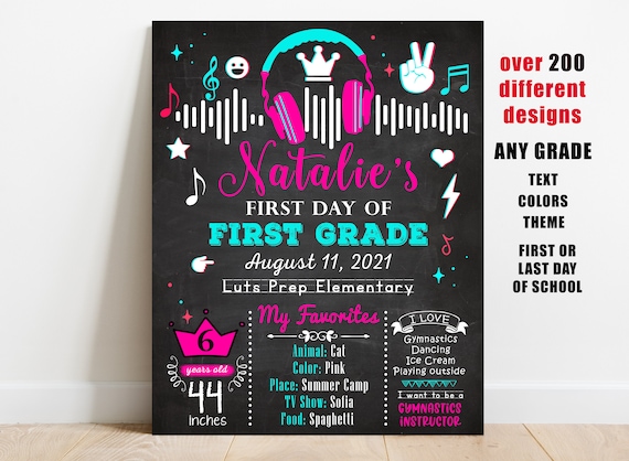 Music First Day of School Sign Printable Girl Back to School - Etsy