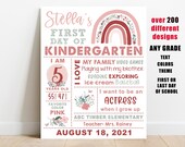 Boho Rainbow First Day of School Sign Printable Girl Back to - Etsy