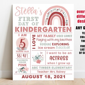 Boho Rainbow First Day of School Sign Printable, Girl Back to School ...