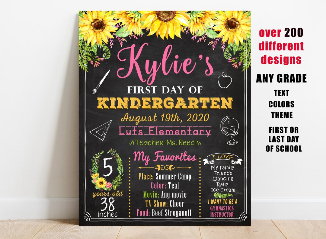 Sunflowers First Day of School Sign Printable, Back to School ...