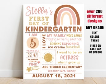 Boho Rainbow First Day of School Sign Printable Girl Back to - Etsy