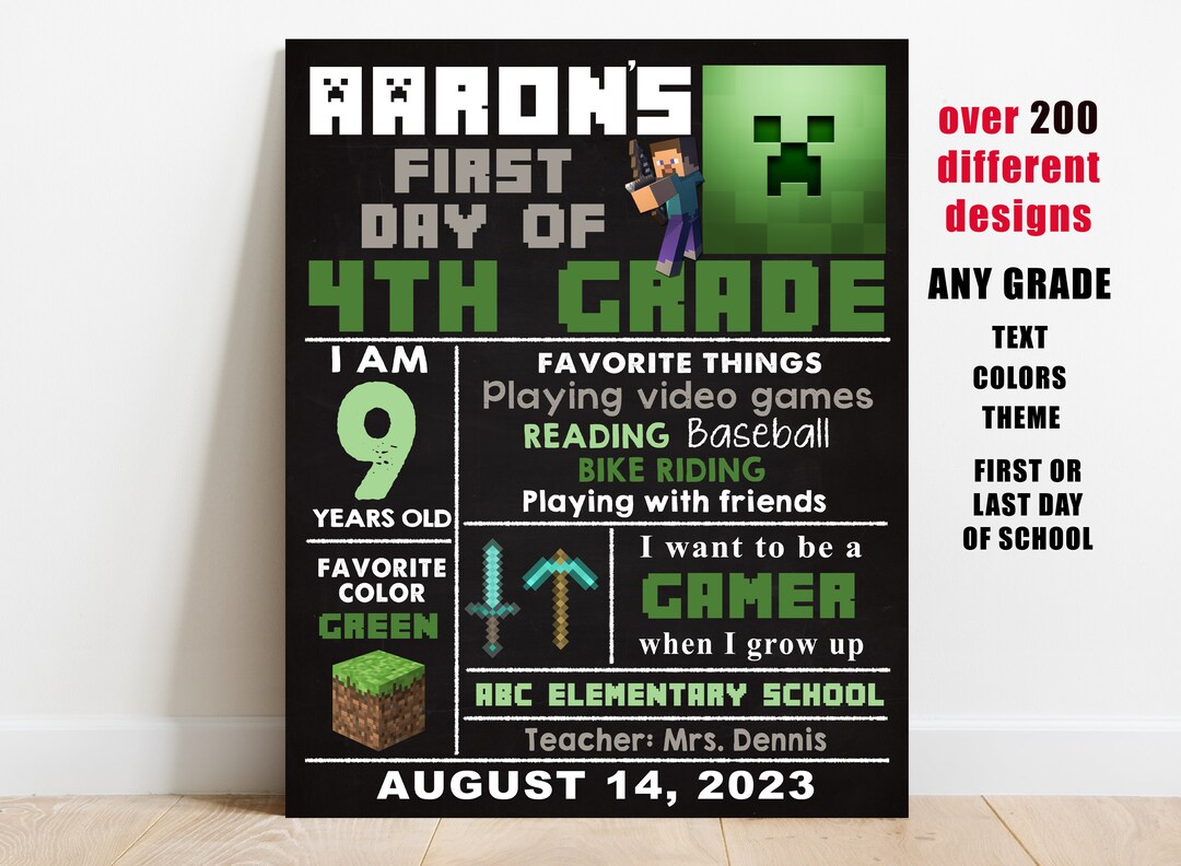 Video Game First or Last Day of School Sign Printable, Gamer Back to ...