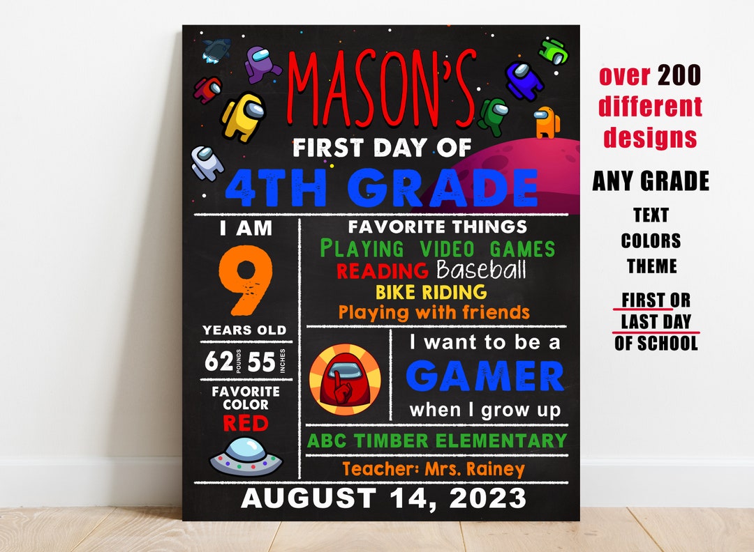 Video Game First or Last Day of School Sign Printable, Gamer Back to ...