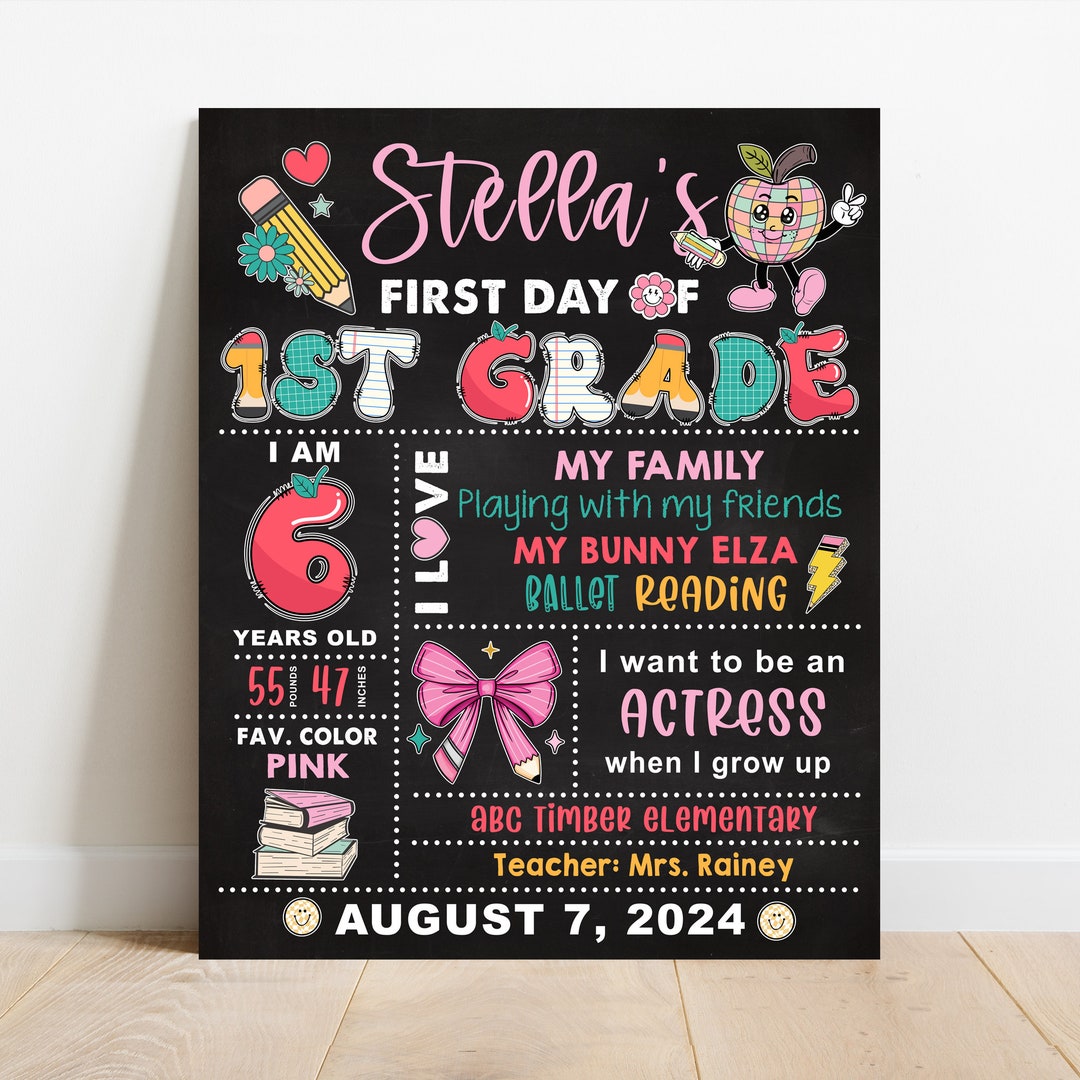 Groovy First or Last Day of School Sign Printable, Retro Back to School ...