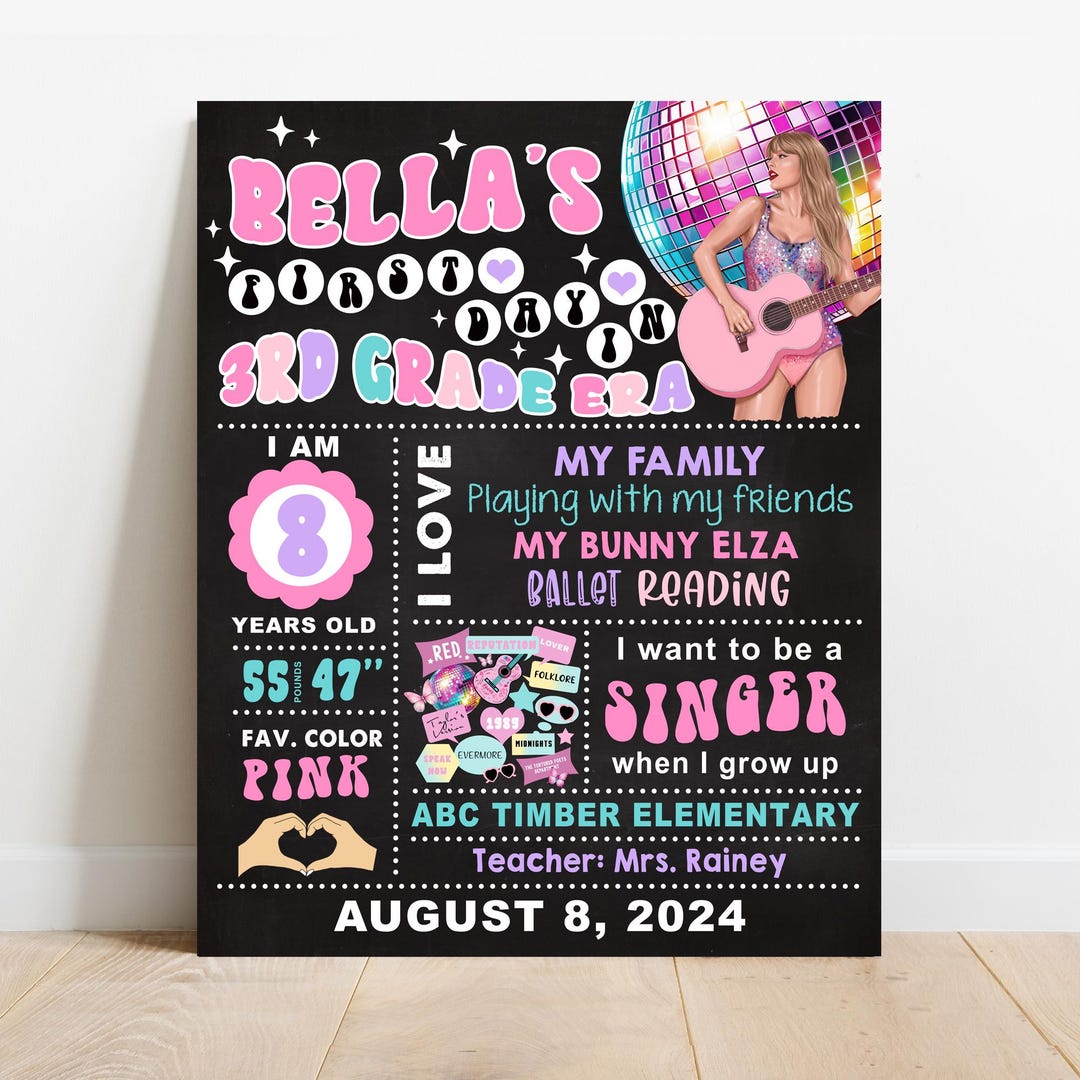 Girls First or Last Day of School Sign Printable, Back to School ...
